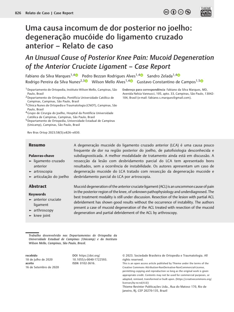 Degeneracao mucoide do LCA | PDF | Joelho | Articulações