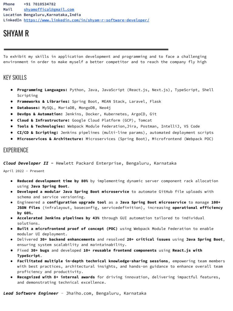 Shyam 6 Full Stack Developer | PDF | Scripting Language | Software Development