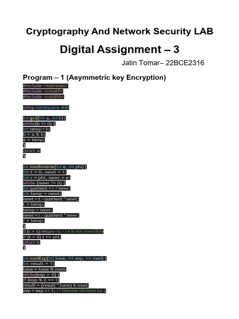 22bce2316 Da 3 Cryptolab | PDF | Cryptography
