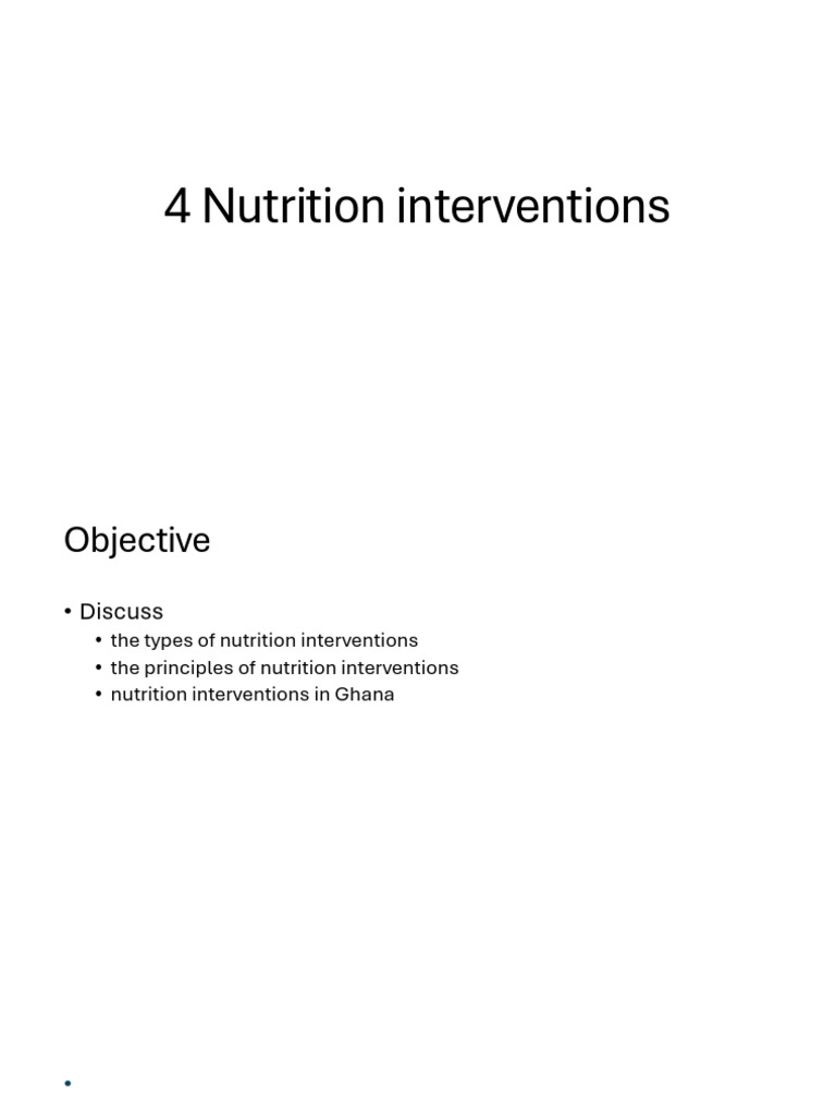 Nutrition Interventions Overview in Ghana | PDF | Malnutrition | Human ...