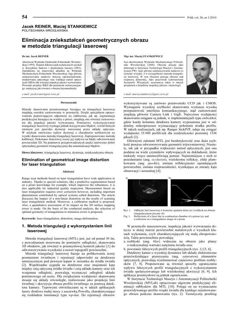 J. Reiner, M. Stankiewicz - Eliminacja Zniekształceń Geometrycznych ...