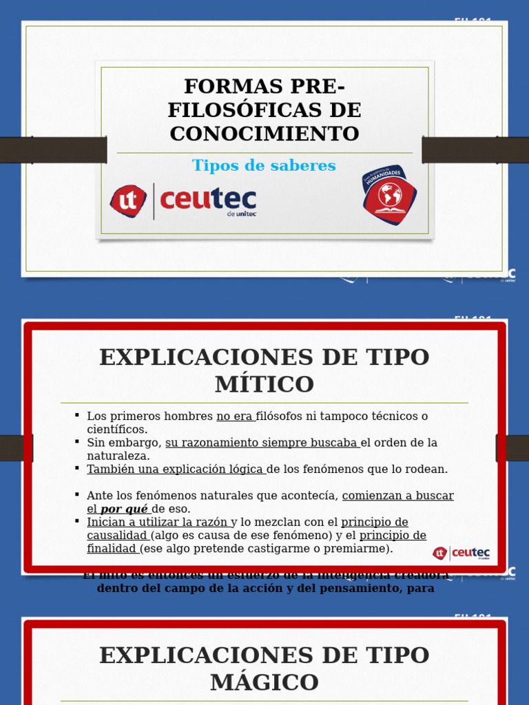 Tipos de Saberes Pre-Filosóficos | PDF | Conocimiento | Epistemología