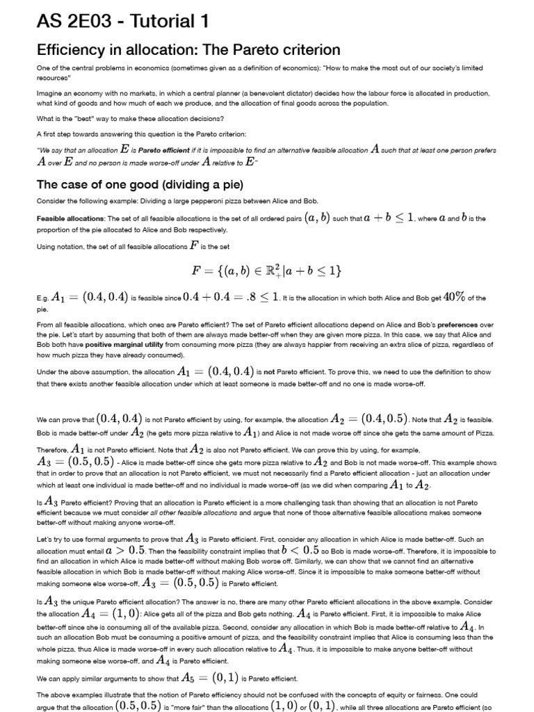 Tutorial1 - Economics - Principles and Policy | PDF | Pareto Efficiency ...