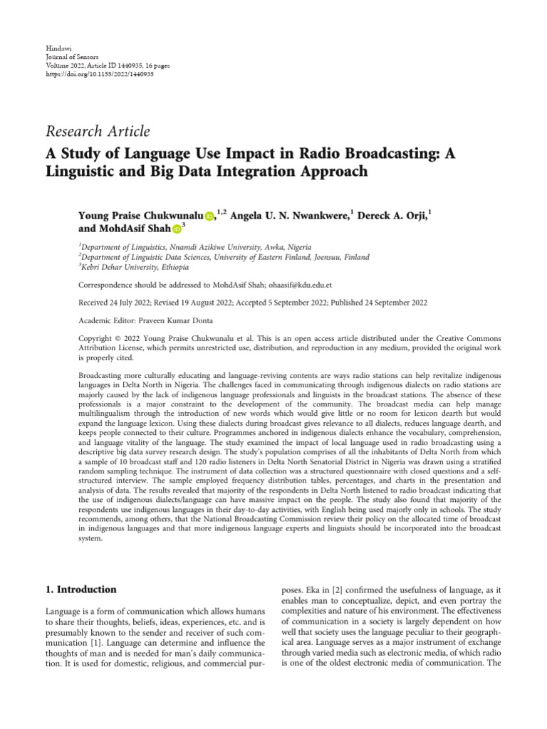A Study of Language Use Impact in Radio Broadcasti | PDF | Data | Big Data
