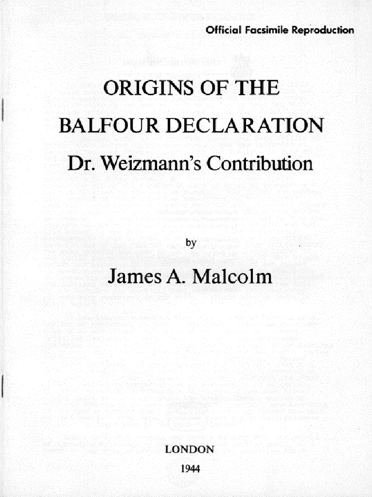 Origins of The Balfour Declaration, Dr. Weizman's Contribution - by ...