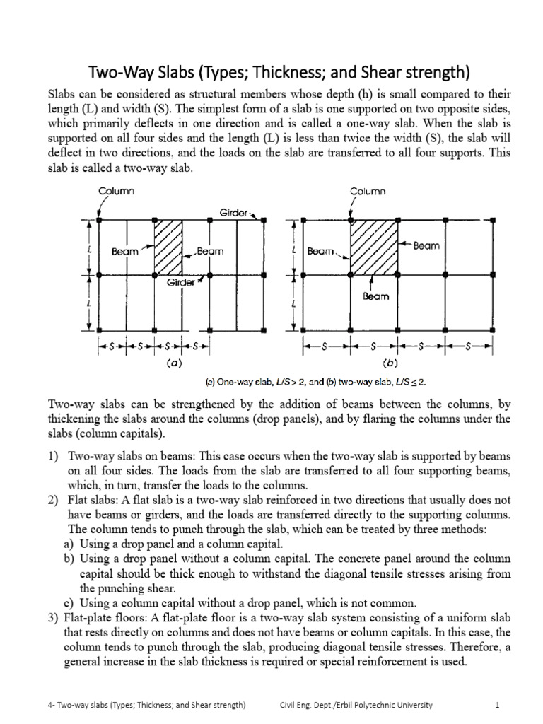 4-Two Way Slab - Types - Thicknesses - Shear Capacity | PDF | Beam ...