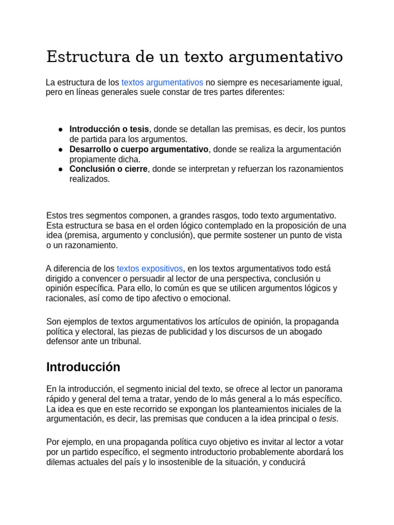 Estructura de textos argumentativos | PDF | Razonamiento deductivo ...
