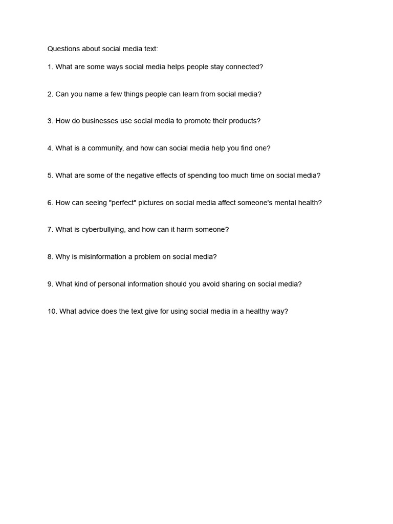 Questions About Social Media Text | PDF