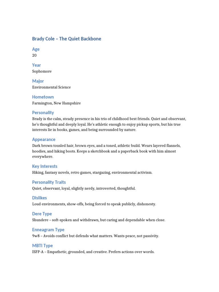 Brady Cole Full Profile | PDF