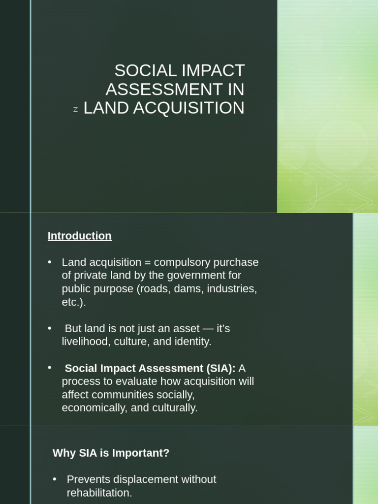 Social Impact Assessment Land Acquisition | PDF