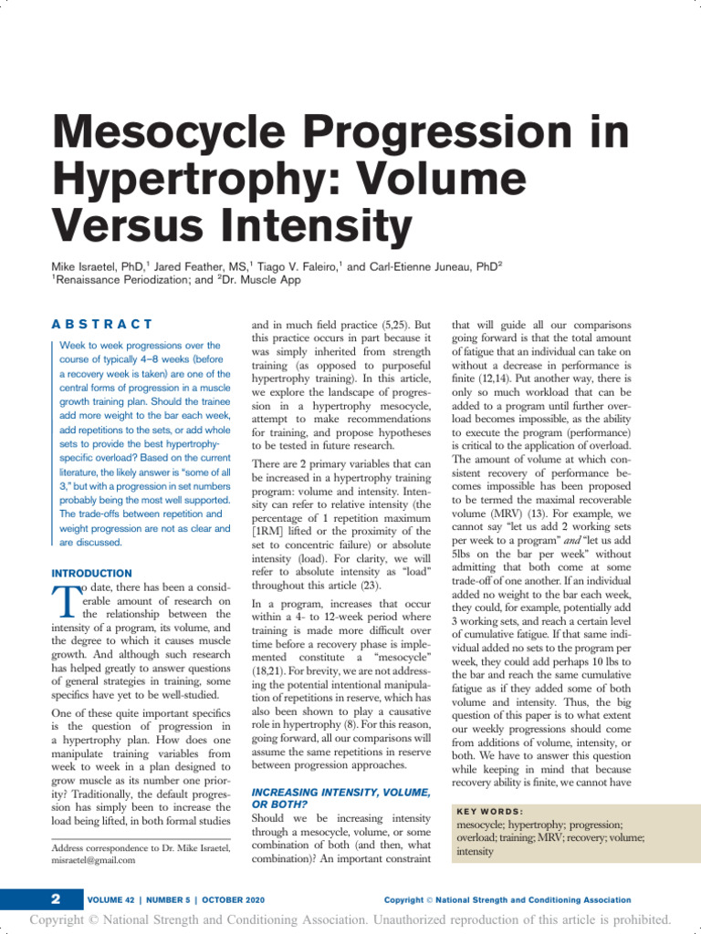 Mesocycle Progression in Hypertrophy Volume.2 | PDF | Muscle ...