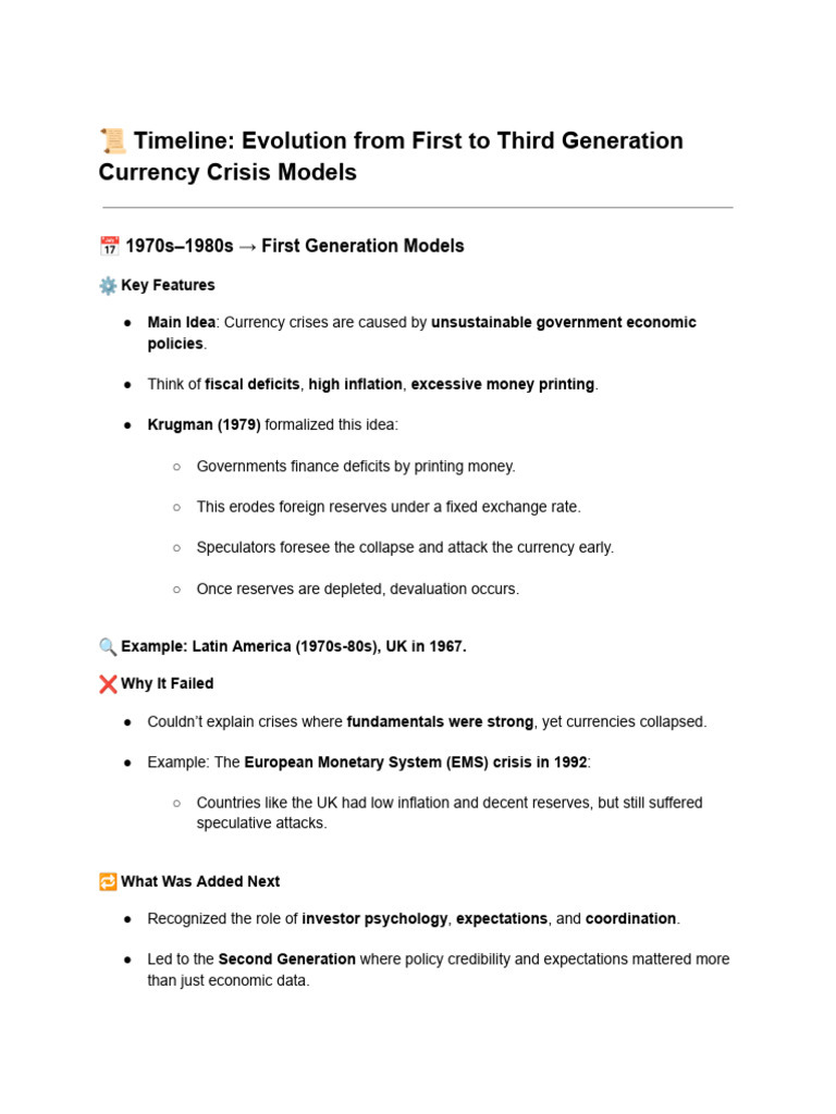 ? Timeline - Evolution From First To Third Generation Currency Crisis ...