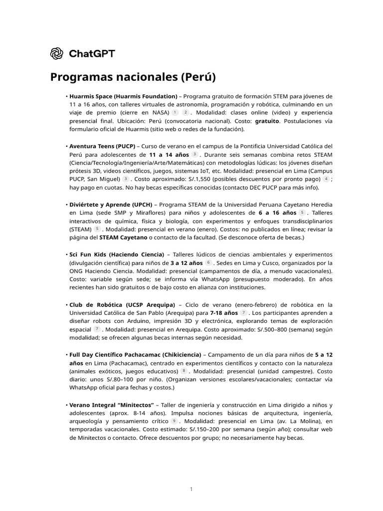 Programas Nacionales (Perú) | PDF | Perú | Ingeniería