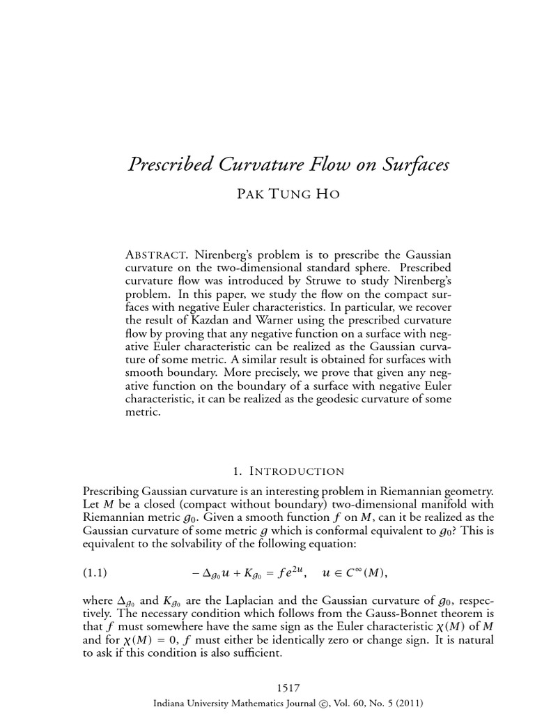 Prescribed Curvature Flow on Surfaces | PDF | Manifold | Differential ...