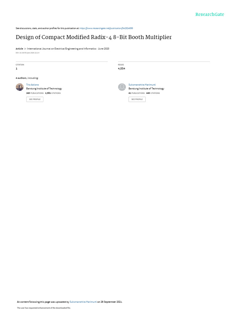 Design of Compact Modified Radix-4 8-Bit Booth Mul | PDF | Electronic Circuits | Electrical ...