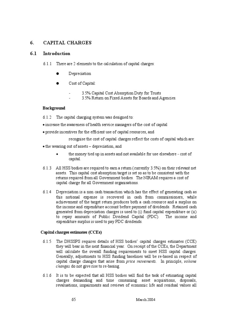 Understanding Capital Charges in HSS | PDF | Depreciation | Historical Cost