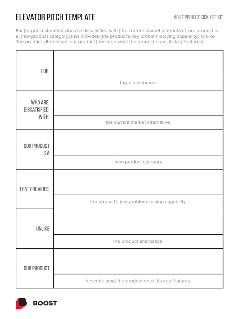 Elevator Pitch Template | PDF