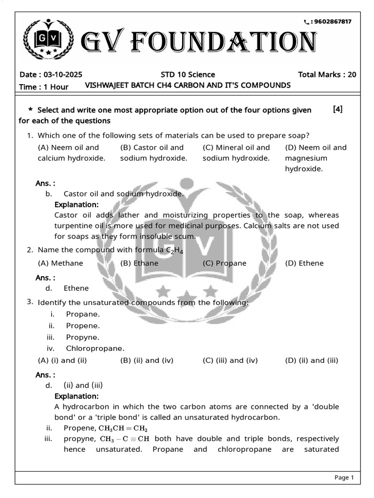 Std10 Science _solution-29 | PDF | Ketone | Alkene