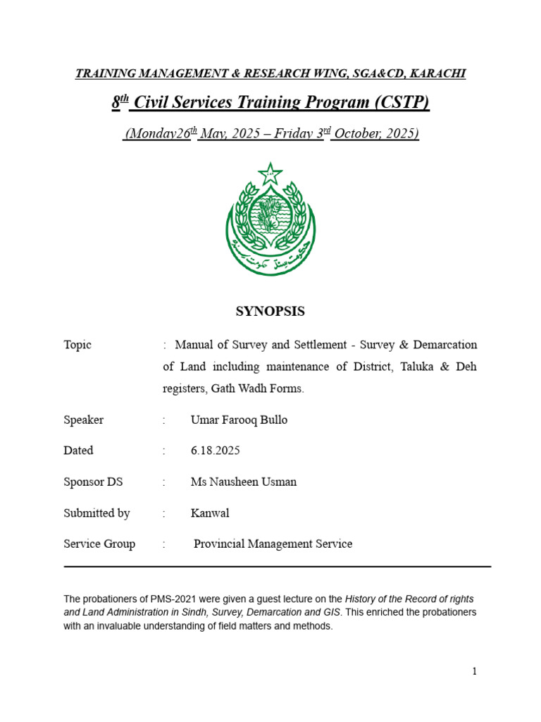 Manual of Survey and Settlement - Survey & Demarcation of Land ...