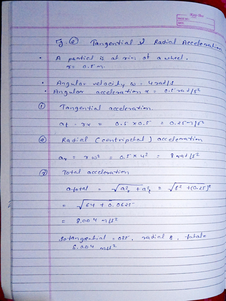 Tangential and Radial Acceleration Data | PDF