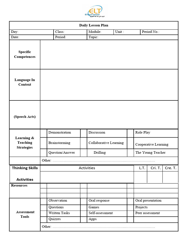 Daily Lesson Plan Template | PDF