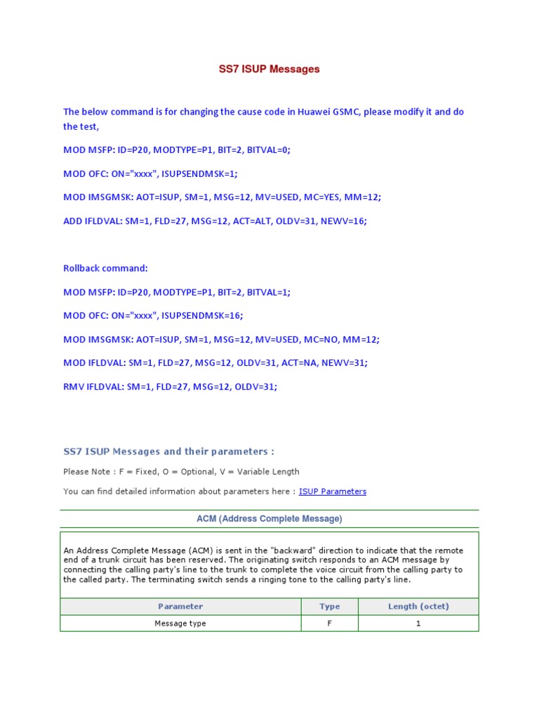 ISUP Message | PDF | Network Protocols | Networking Standards