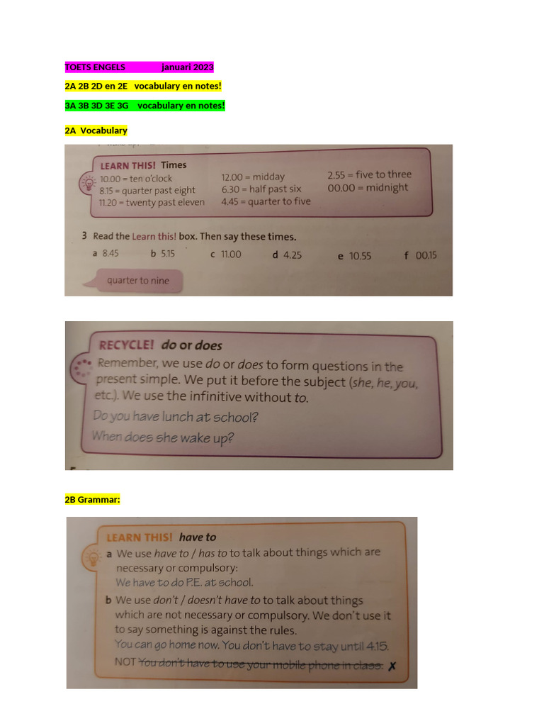 Engels Vocabulary en Grammar 2en 3 | PDF