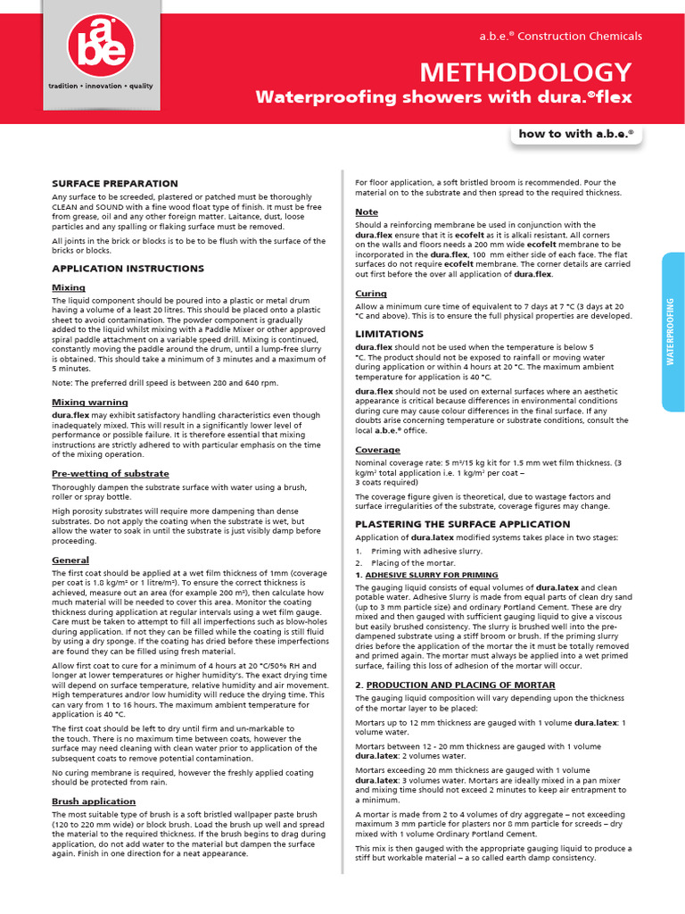Waterproofing Showers with dura.flex | PDF | Mortar (Masonry) | Humidity
