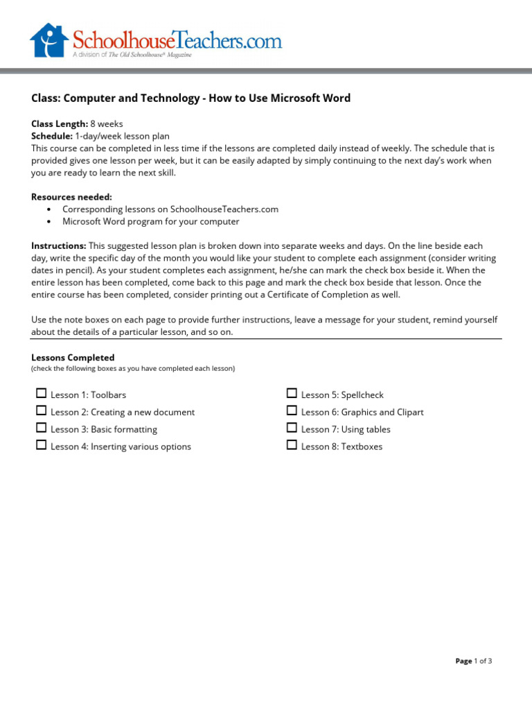 Computer and Technology How To Use Microsoft Word Lesson Plan | PDF ...