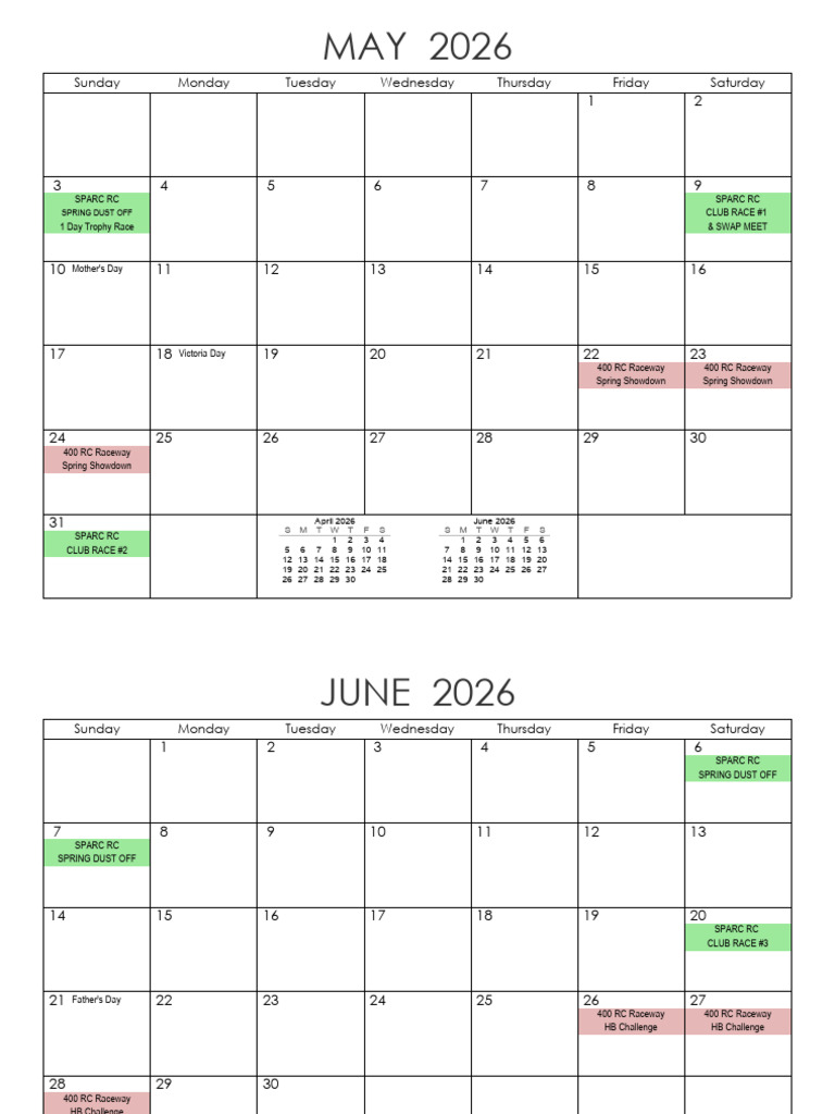 SPARC RC Race Schedule 2026 | PDF