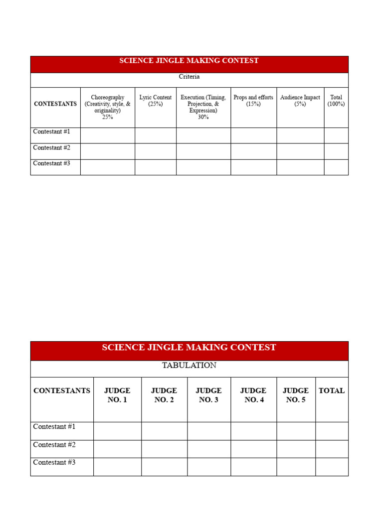 Science Jingle Contest Criteria & Judging | PDF