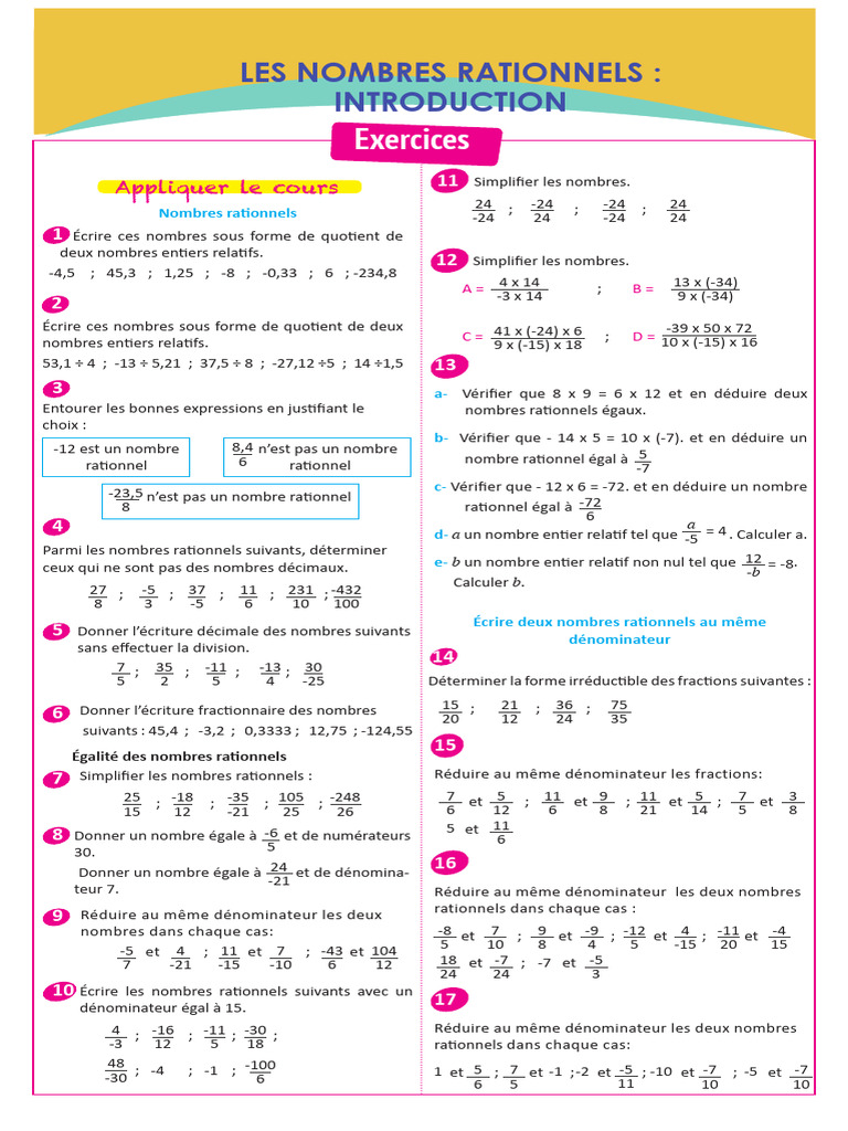 Nombres rationnels et leurs représentations | PDF | Nombre rationnel ...