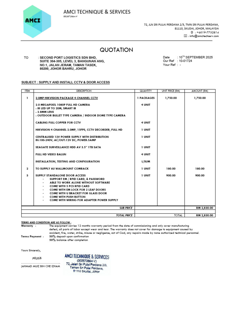 CCTV & Door Access Quotation | PDF