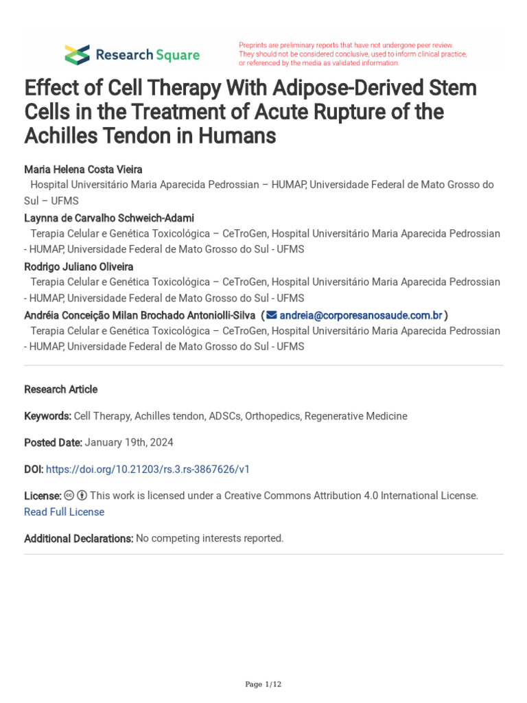 Revolutionizing Achilles Tendon Repair: A Comprehensive Proposal ...