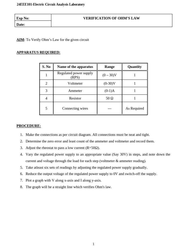 Electric Circuit Analysis Lab Experiments | PDF | Network Analysis ...