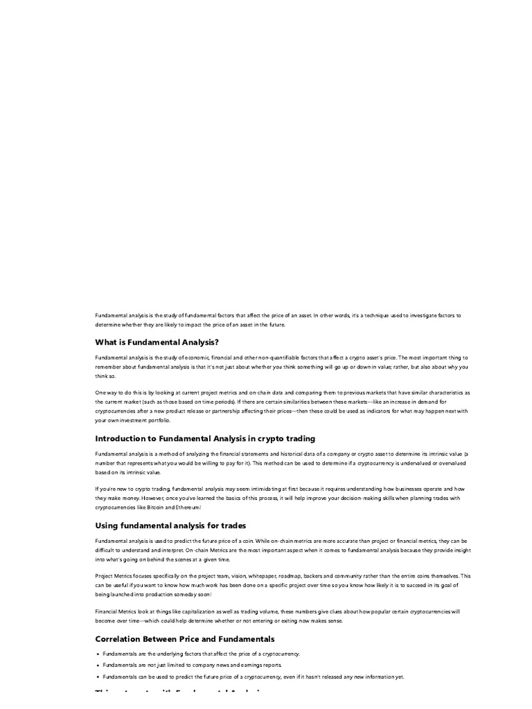 Fundamental Analysis in Crypto Trading - LCX | PDF