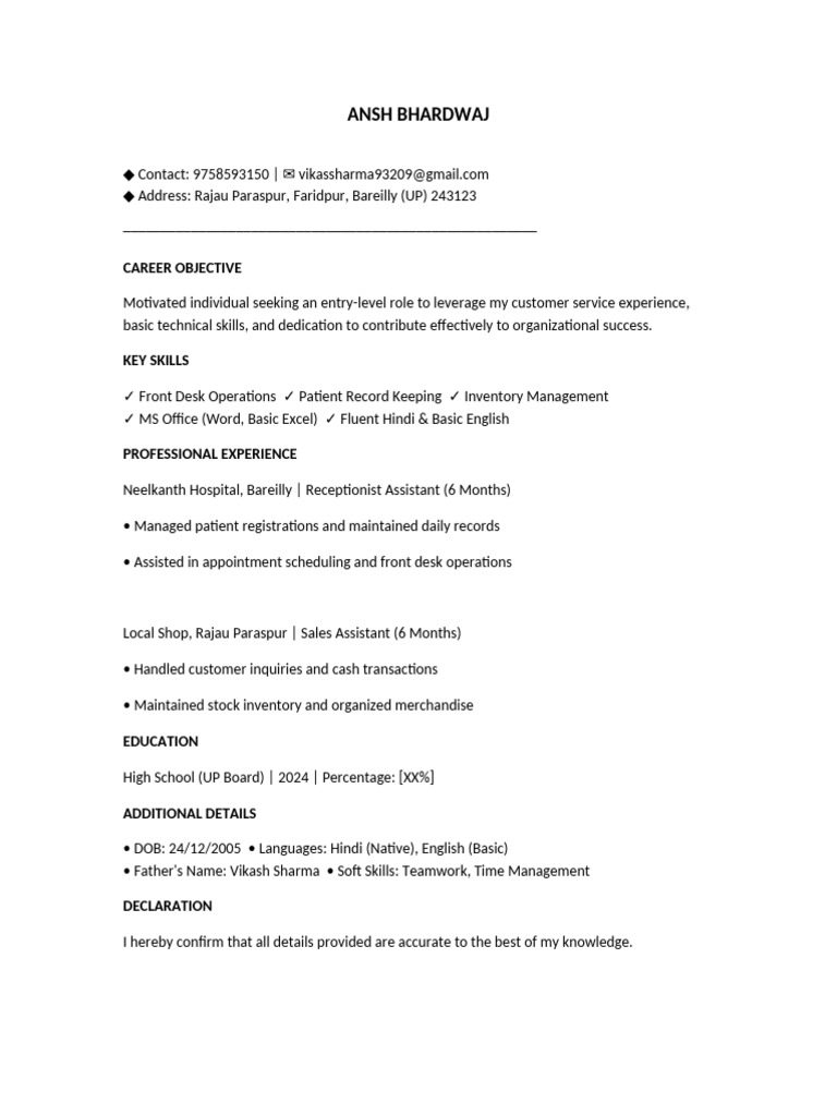 Ansh Bhardwaj Resume | PDF