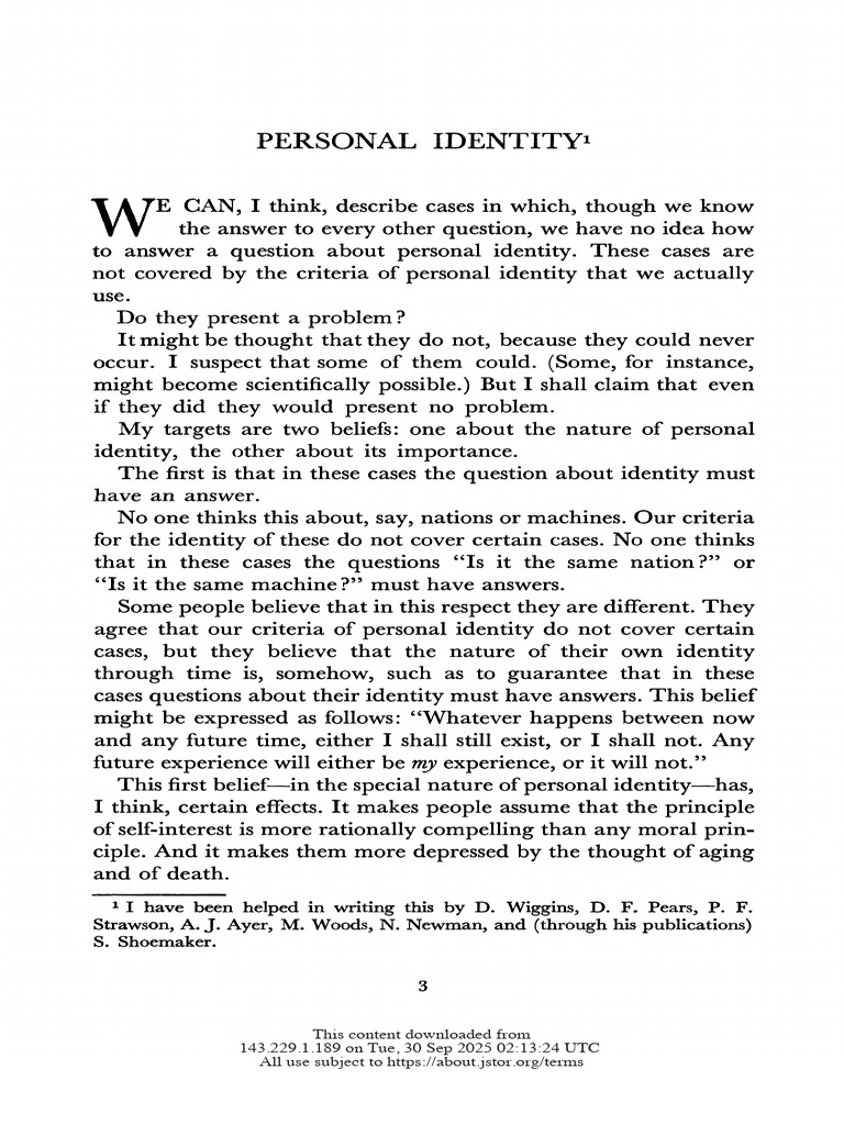 Exploring Personal Identity Challenges | PDF | Self | Psychology