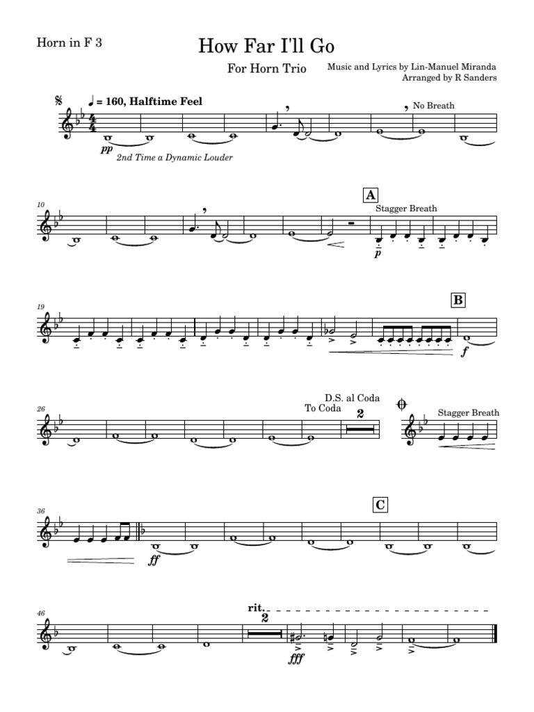 How Far I'Ll Go- Horn Trio-Horn_in_F_3 | PDF