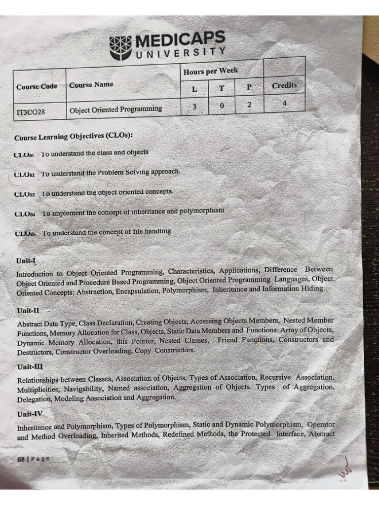 Oops Syllabus | PDF