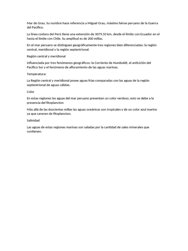 Características del Mar de Grau en Perú | PDF