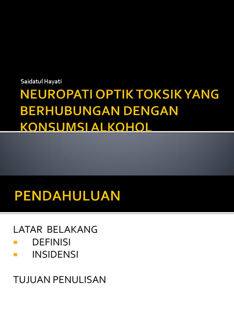 Neuropati Optik Toksik Yang Berhubungan Dengan Konsumsi Alkohol | PDF