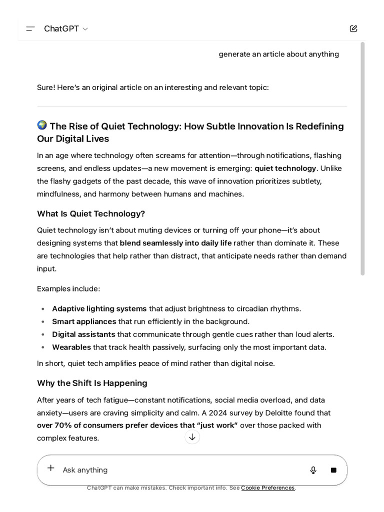 Quiet Technology Article | PDF