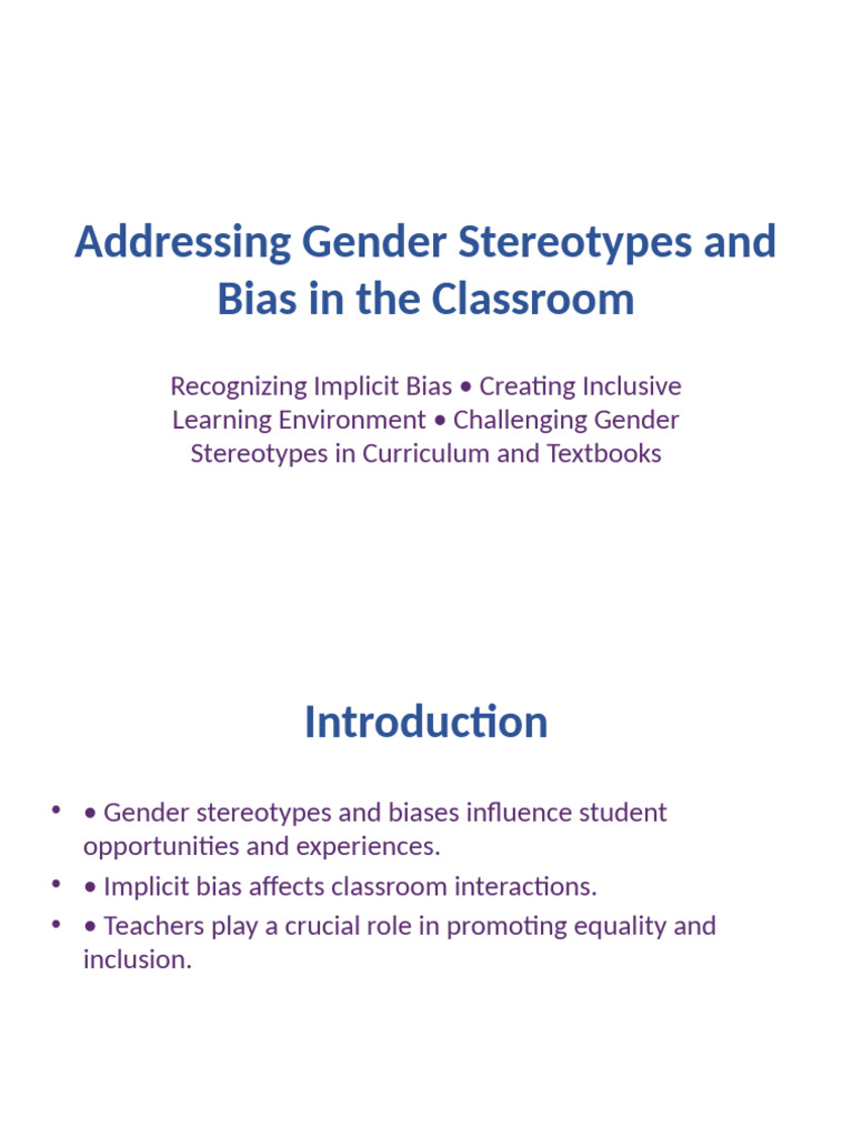 Addressing Gender Bias and Stereotypes Styled | PDF | Bias | Stereotypes