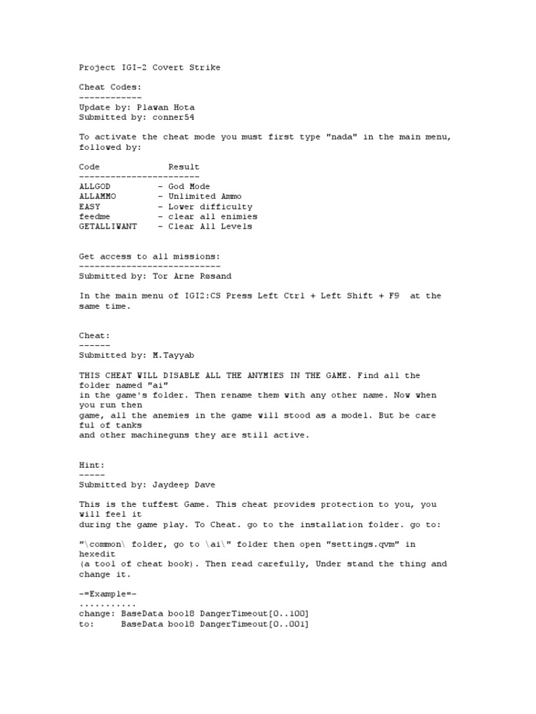 Project IGI | PDF | Cheating In Video Games | Computer File