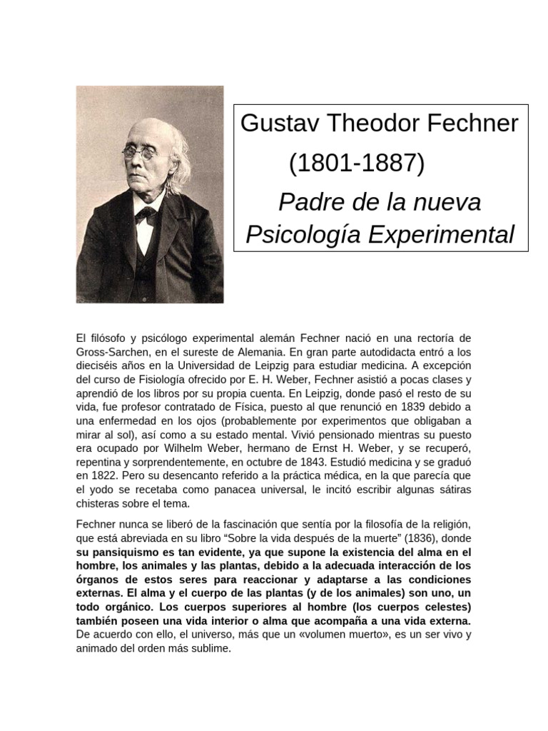 Gustav Theodor Fechner | PDF | Sicología