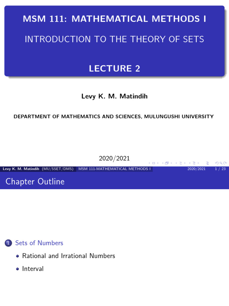 Lecture 2 - Introduction to the Theory of Sets | PDF | Numbers | Square ...