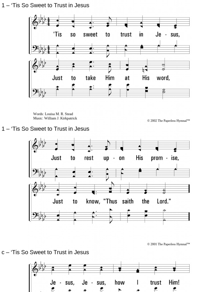 Sweet Trust in Jesus Hymn Lyrics | PDF | Christian Performing Arts ...