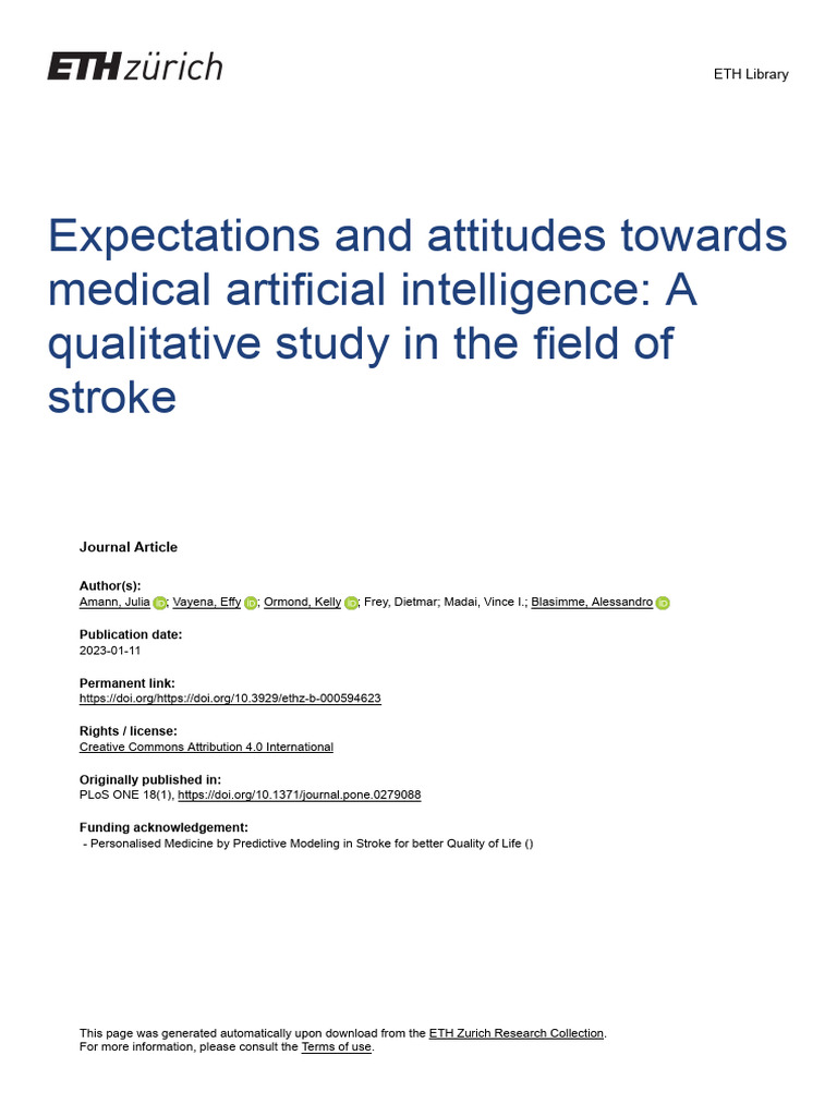 Expectations and Attitudes Towards Medical Artificial Intelligence: A ...