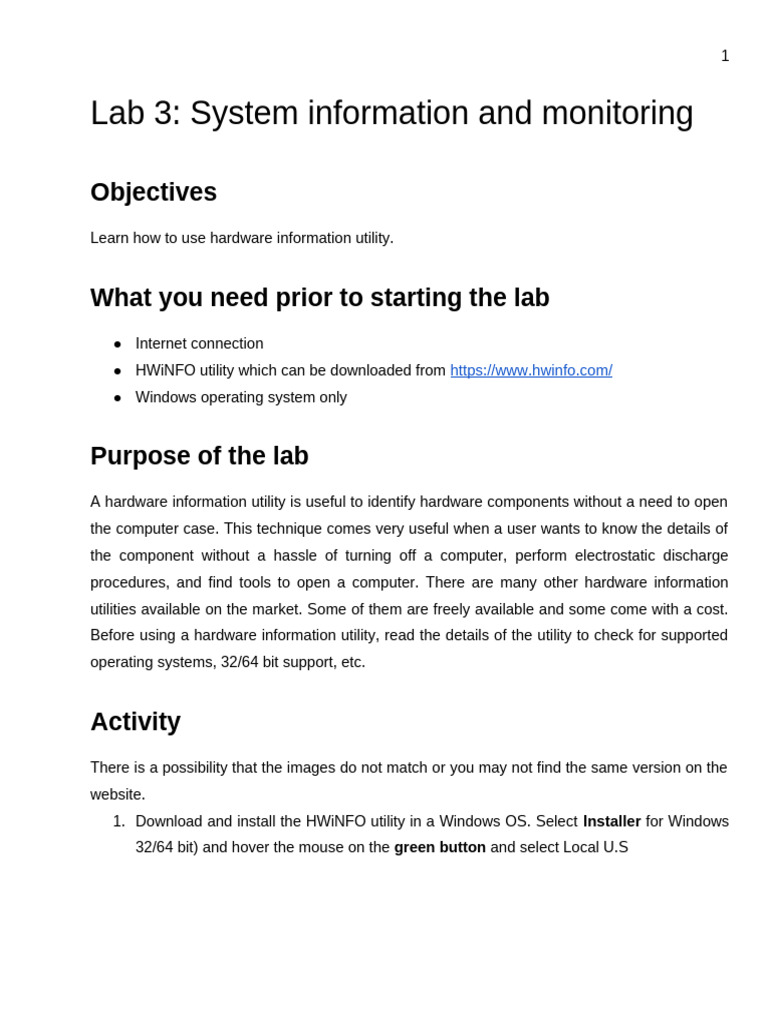 System Info & BIOS Monitoring Lab Guide | PDF | Bios | Booting